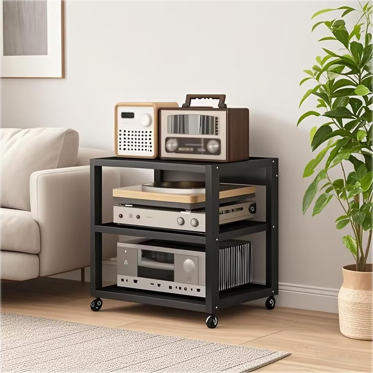 3/4/5Tier Media Rack with Shelf Height Adjustable Component Cabinets ...