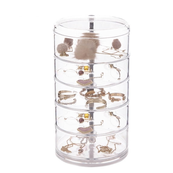 3/4/5Tier Space Saving Jewelry Storage Stackable Rotating Jewelry Case ...