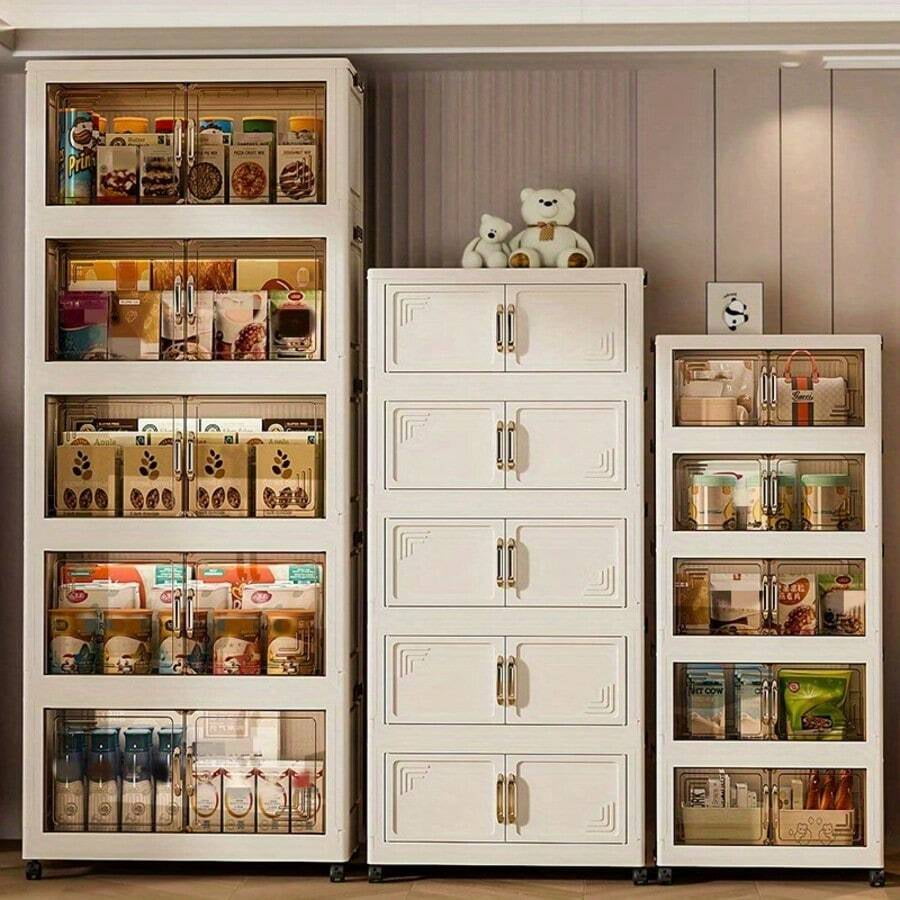 3/4/5layer Folding Storage Cabinet, Large Capacity Magnetic Double ...