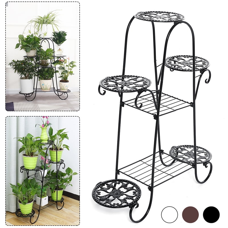 3/4/6/7-Tier Metal Shelf Plant Stand, Wrought Iron Plants Stand Outdoor ...