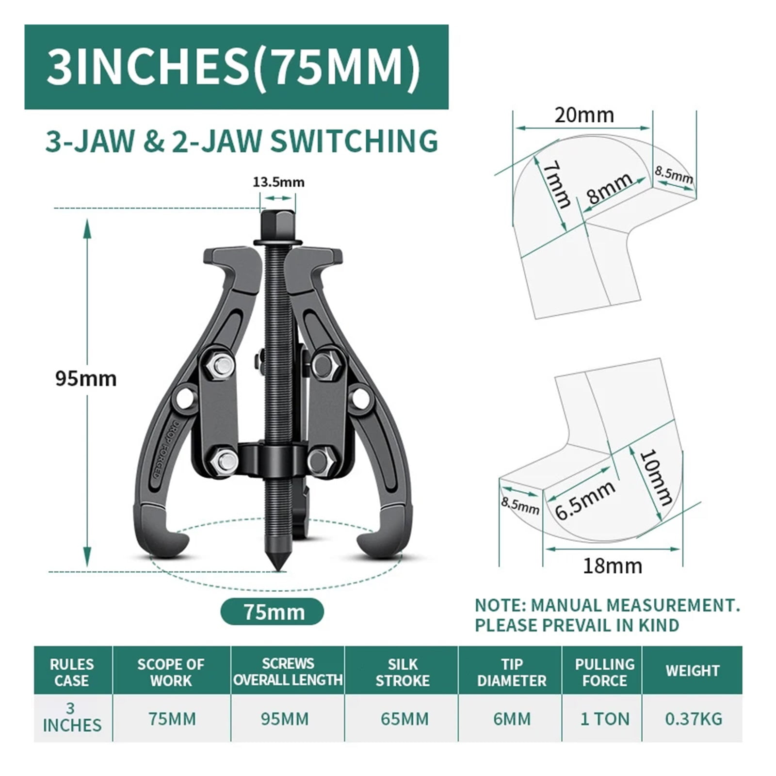 3/4/6inch Gear Puller 2Jaw/3Jaw switching Puller with Reversible Jaws Pulley Puller Removal Tool ...