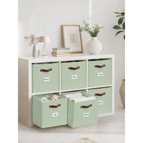 3/4/6pcs Foldable Cube Storage Bin, Labeled Storage Cub,Es Toy Storage ...