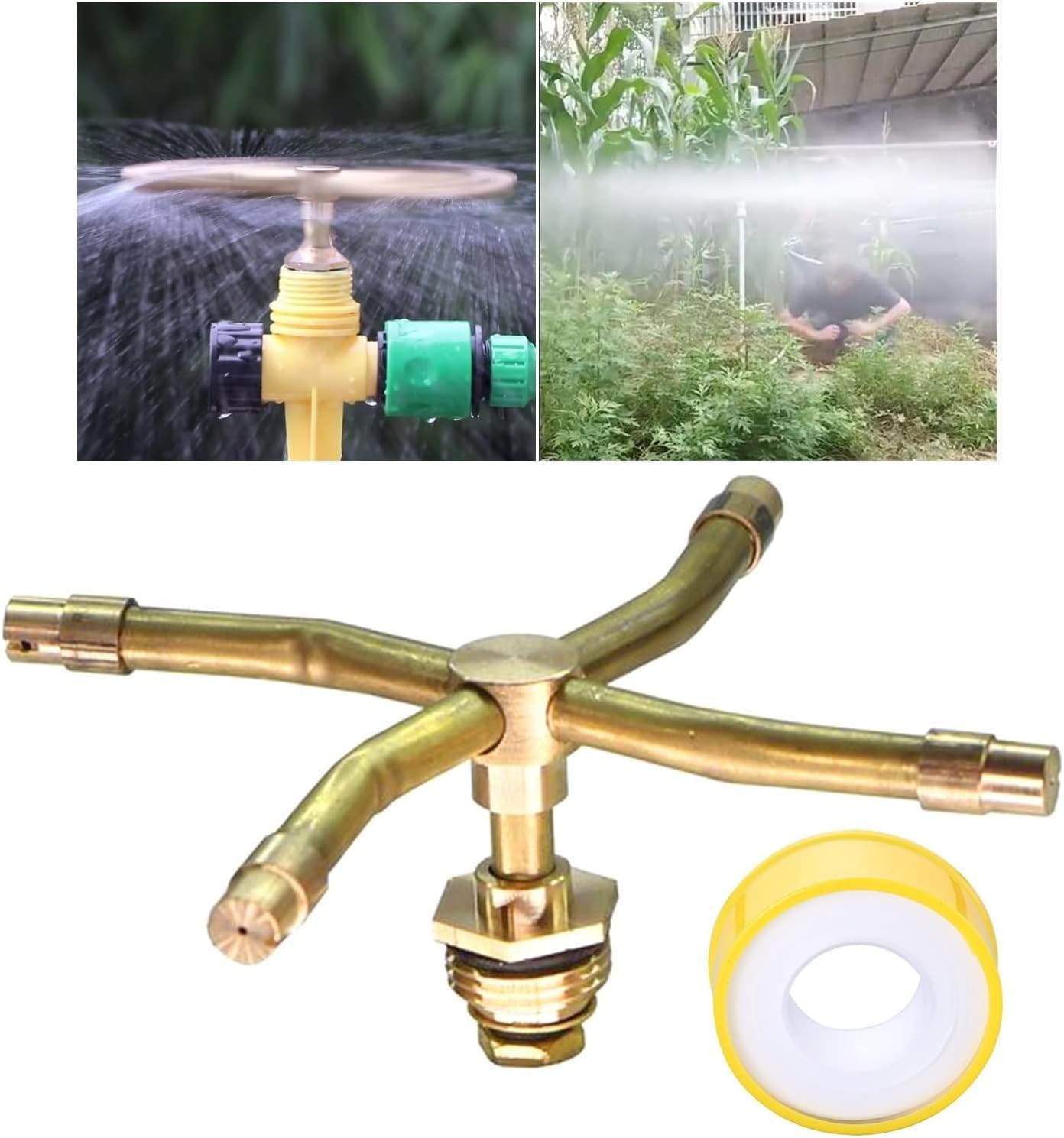 3/4 Arm Automatic Rotary Sprayer with Water Sealant Tape, 360 Rotation ...