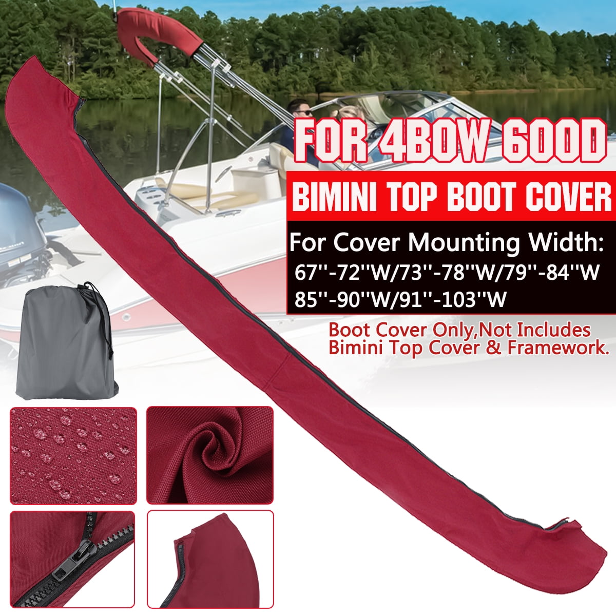 3 / 4 Bow Bimini Tops, Boat Bimini Top Storage Boot Cover for Bimini ...