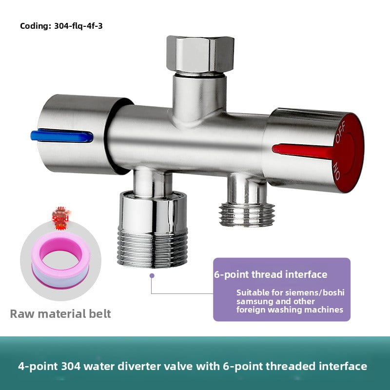 3/4" Brass Angle Stop Valve, 1-In 2-Out Water Diverting Valve with Full ...