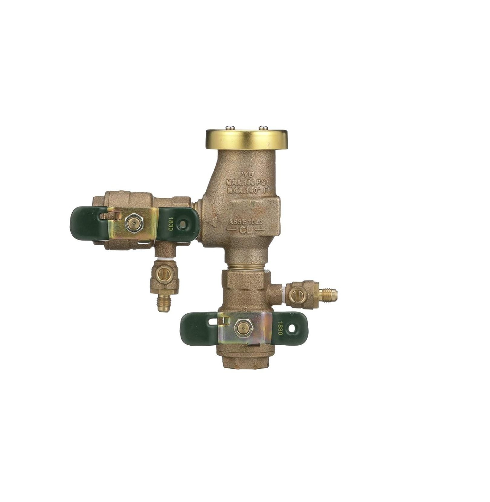 3/4" Bronze Anti-Siphon Pressure Vacuum Breaker, Quarter Turn Shutoff ...