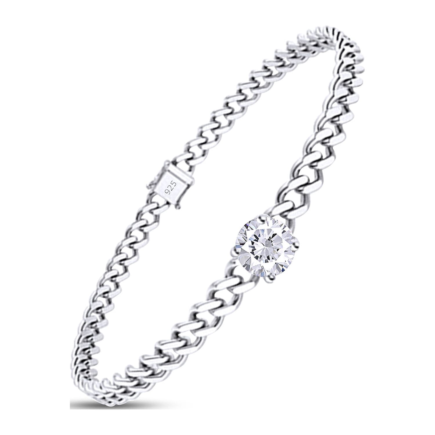 3/4 CT 6MM Round Cut Lab Created Moissanite Diamond Solitaire Cuban ...