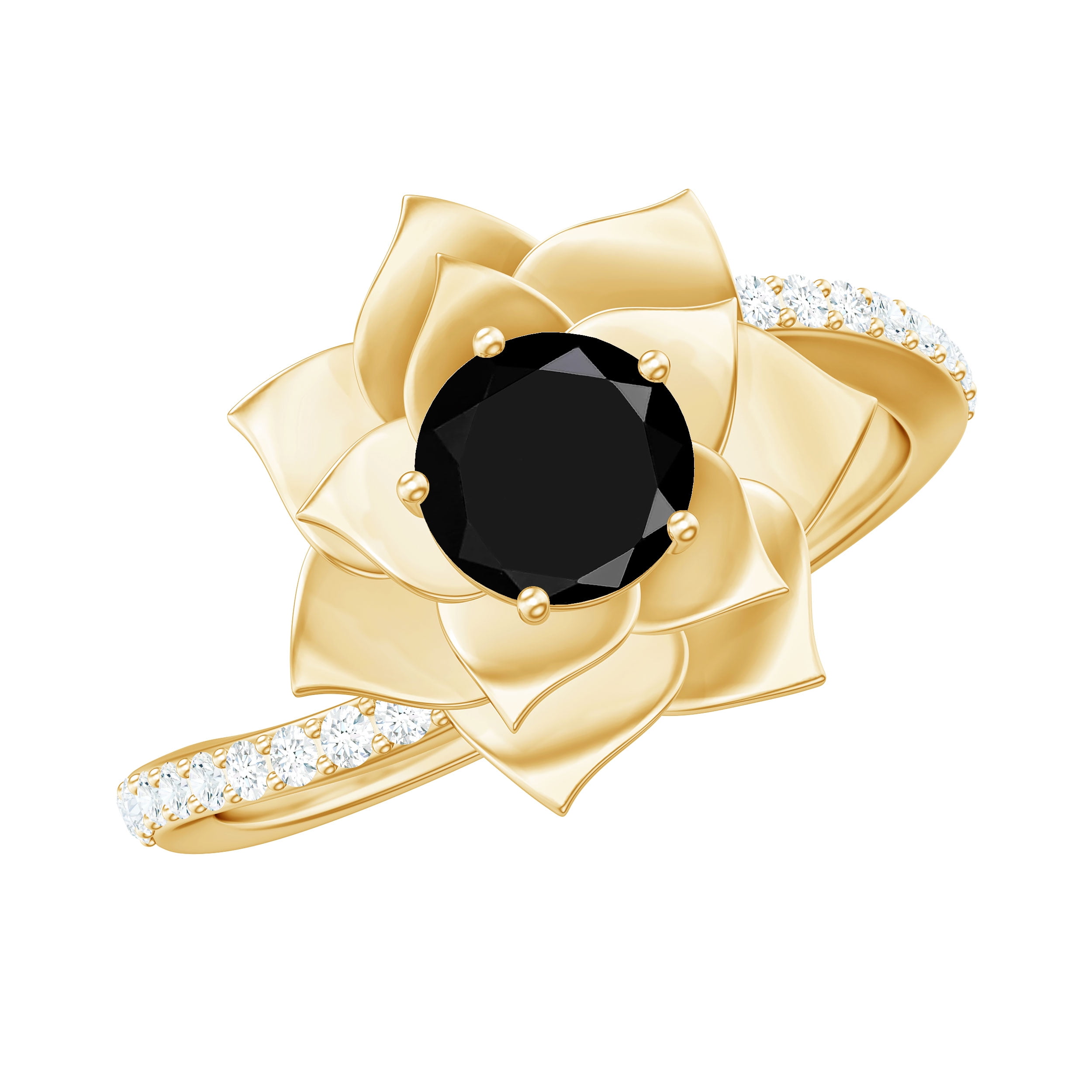 Rosec Jewels Black Onyx Engagement Ring with Diamond, Black Onyx Bypass ...