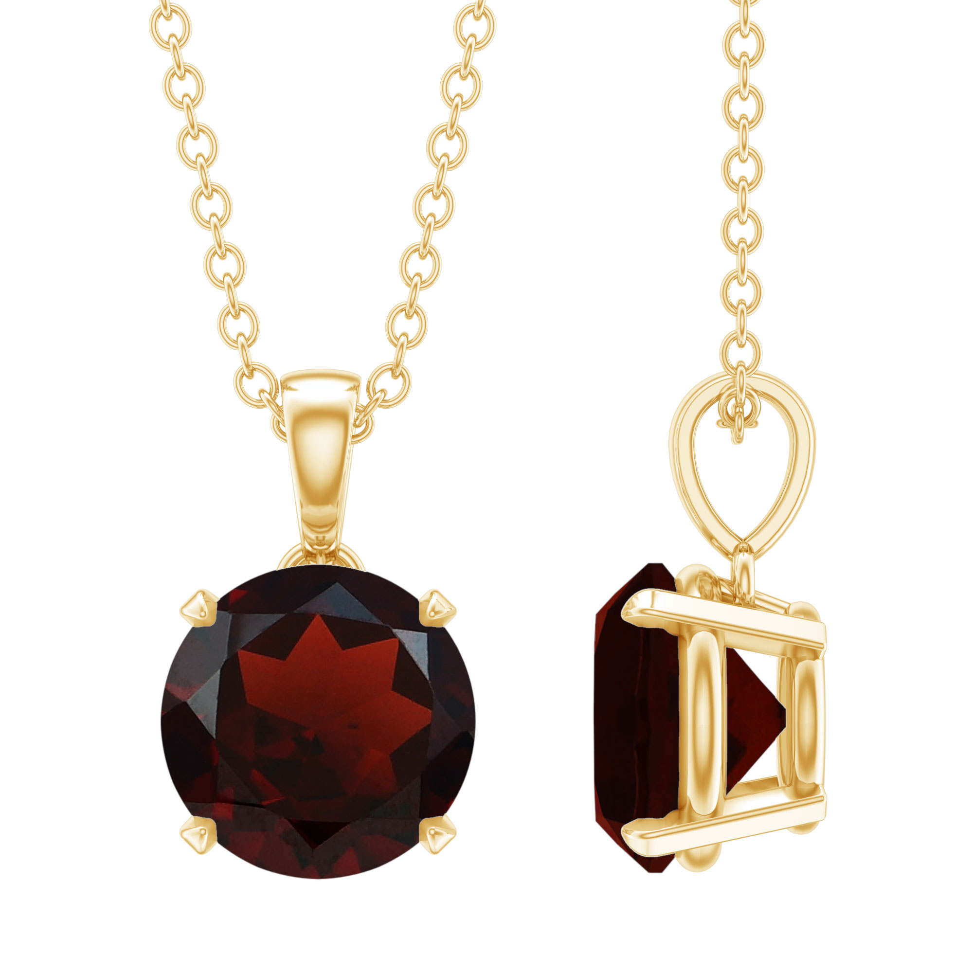 Rosec Jewels 3/4 CT Garnet Solitaire Pendant for Women (6 MM Round Cut ...