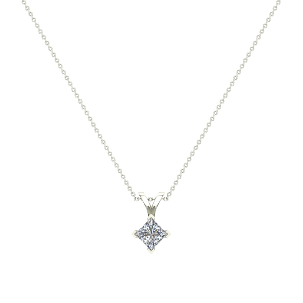 3/4 CT TW Princess Cut Kite Diamond Pendant Necklace for Women 14K ...