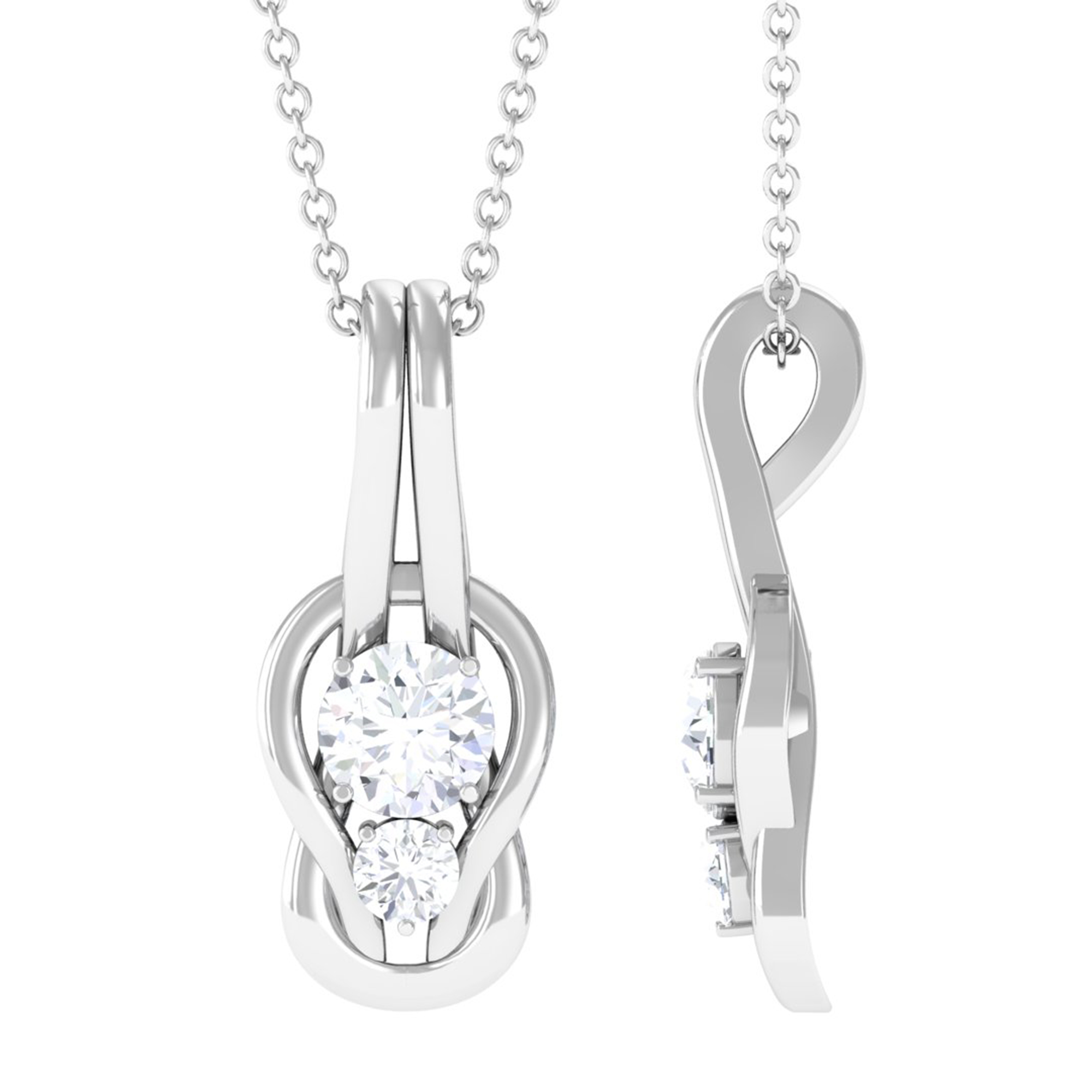 Rosec Jewels 3/4 CT Two Stone Moissanite Dainty Pendant in Infinity ...
