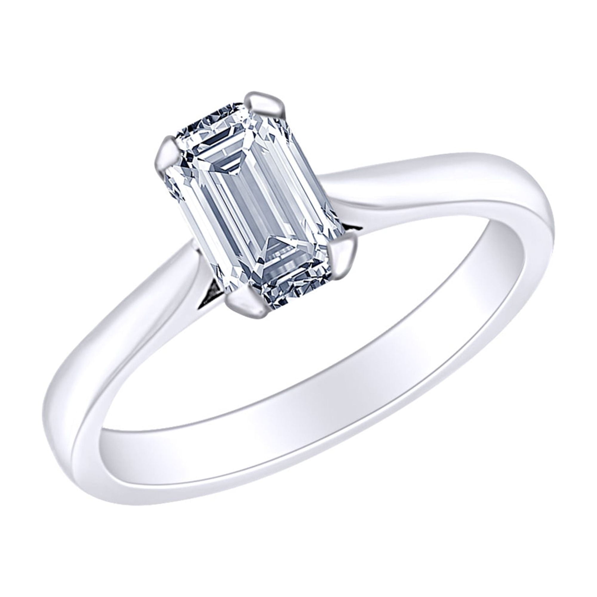 AFFY 3/4 Carat Radiant Cut White Natural Diamond Solitaire Engagement ...