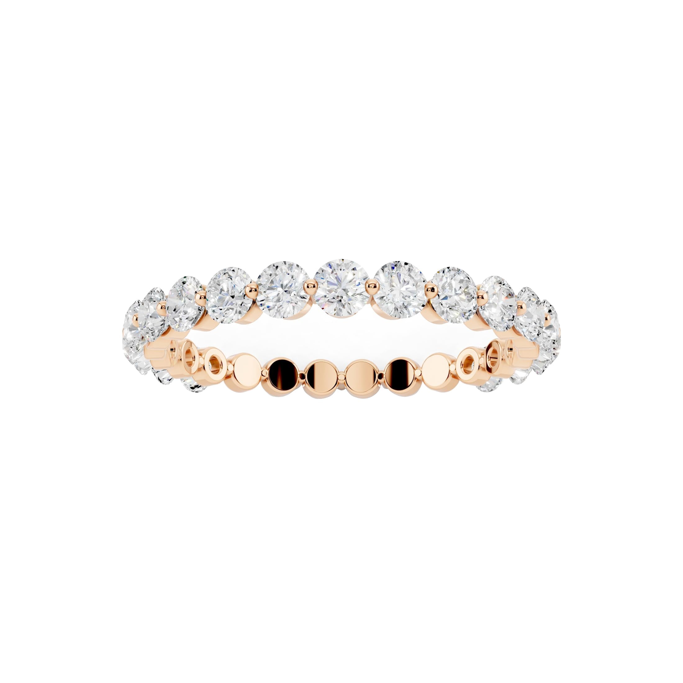3/4 Carat Round Moissanite Wedding Bands Ring for Women in 14K Rose ...