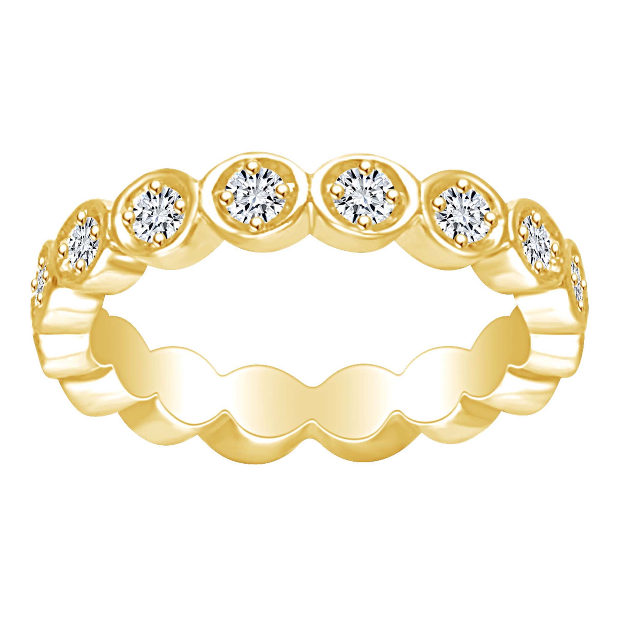 AFFY 3/4 Carat Round White Natural Diamond Eternity Anniversary Wedding ...