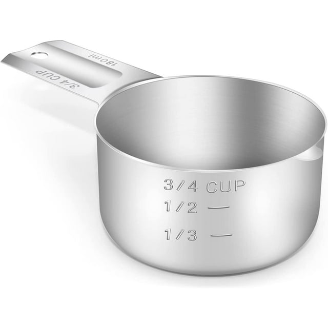 3/4 Cup (180 ml | 180 cc | 6 oz) Measuring Cup, Stainless Steel ...