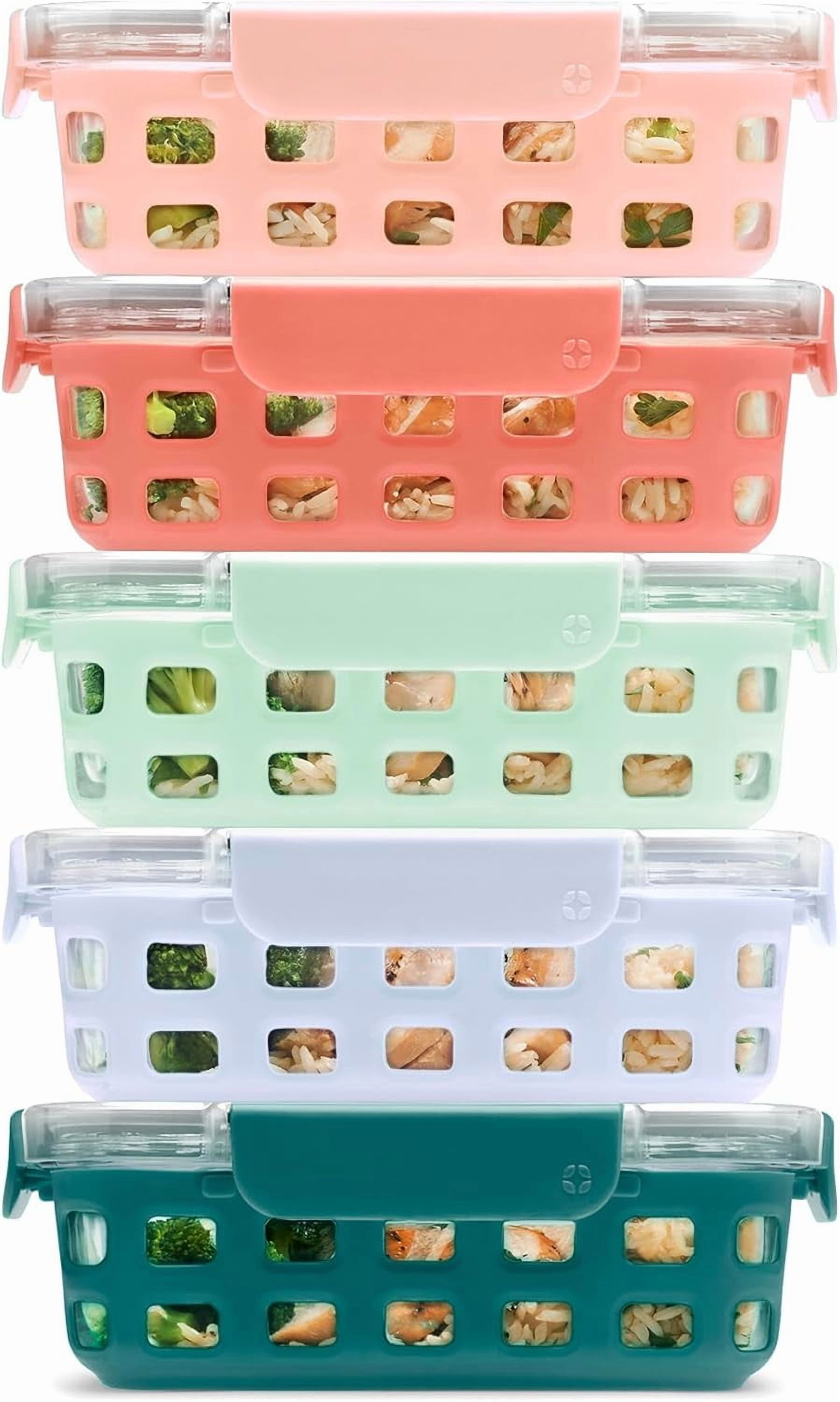 3.4 Cup Meal Prep Sets 10Pc, 5 Pack Set- Glass Food Storage Container ...