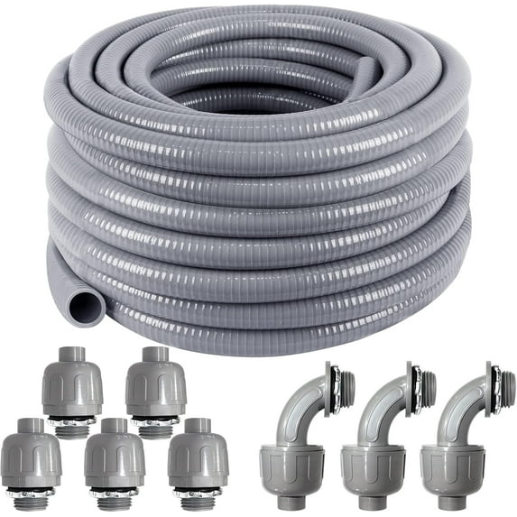 3/4" Dia Liquid Tight Conduit 50 FT,Flexible Non-Metallic PVC Conduit 3 ...