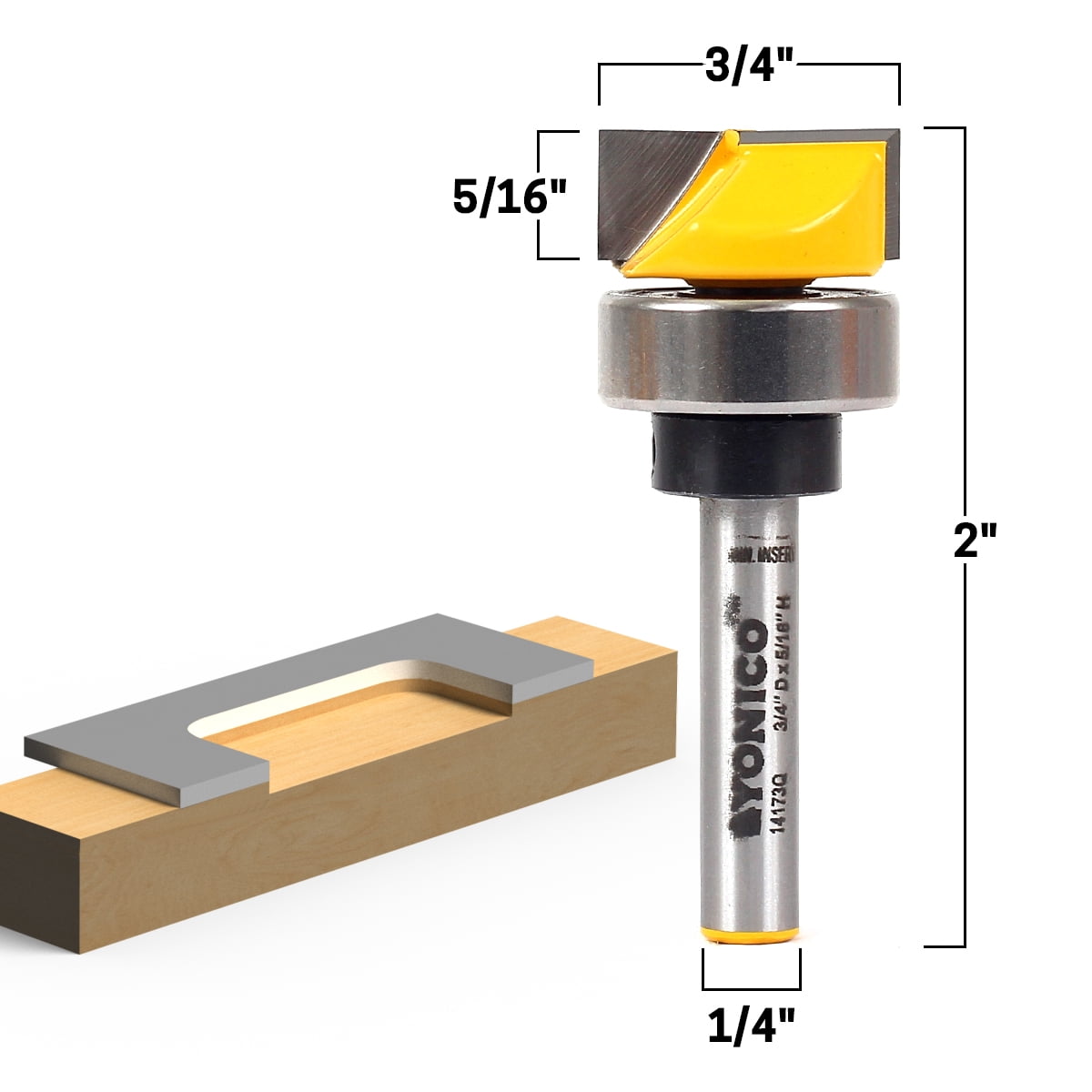3/4" Diameter Flush Trim Template Router Bit - 1/4" Shank - Yonico ...