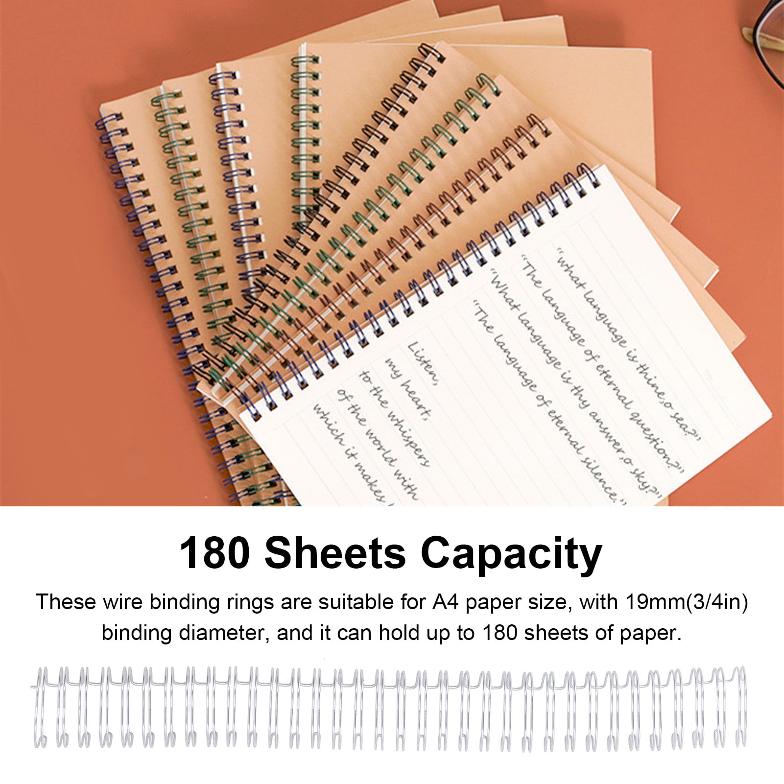 3/4" Double Loop Wire Spines, 50 Pack, 180 Sheet Capacity, 3:1 Pitch ...