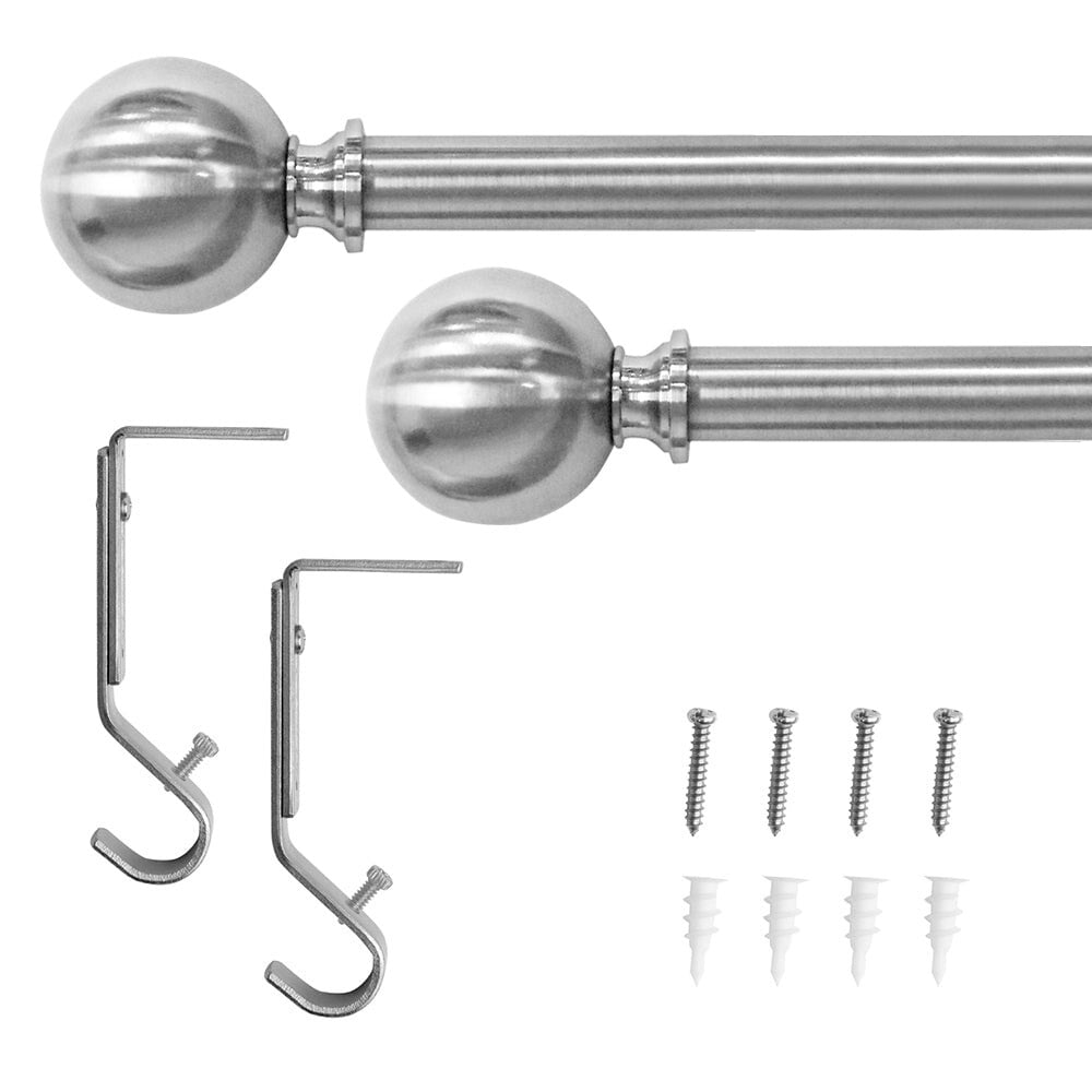 3/4" Drapery Single Curtain Rod Set with Classic Sphere Finials_Brushed ...