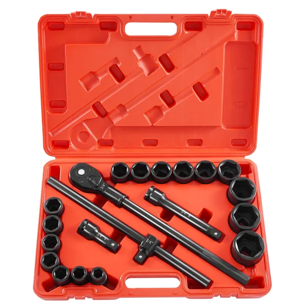3/4 in Drive Impact Socket Set, 21 Pieces SAE 3/4 in to 2 in, 6 Point ...