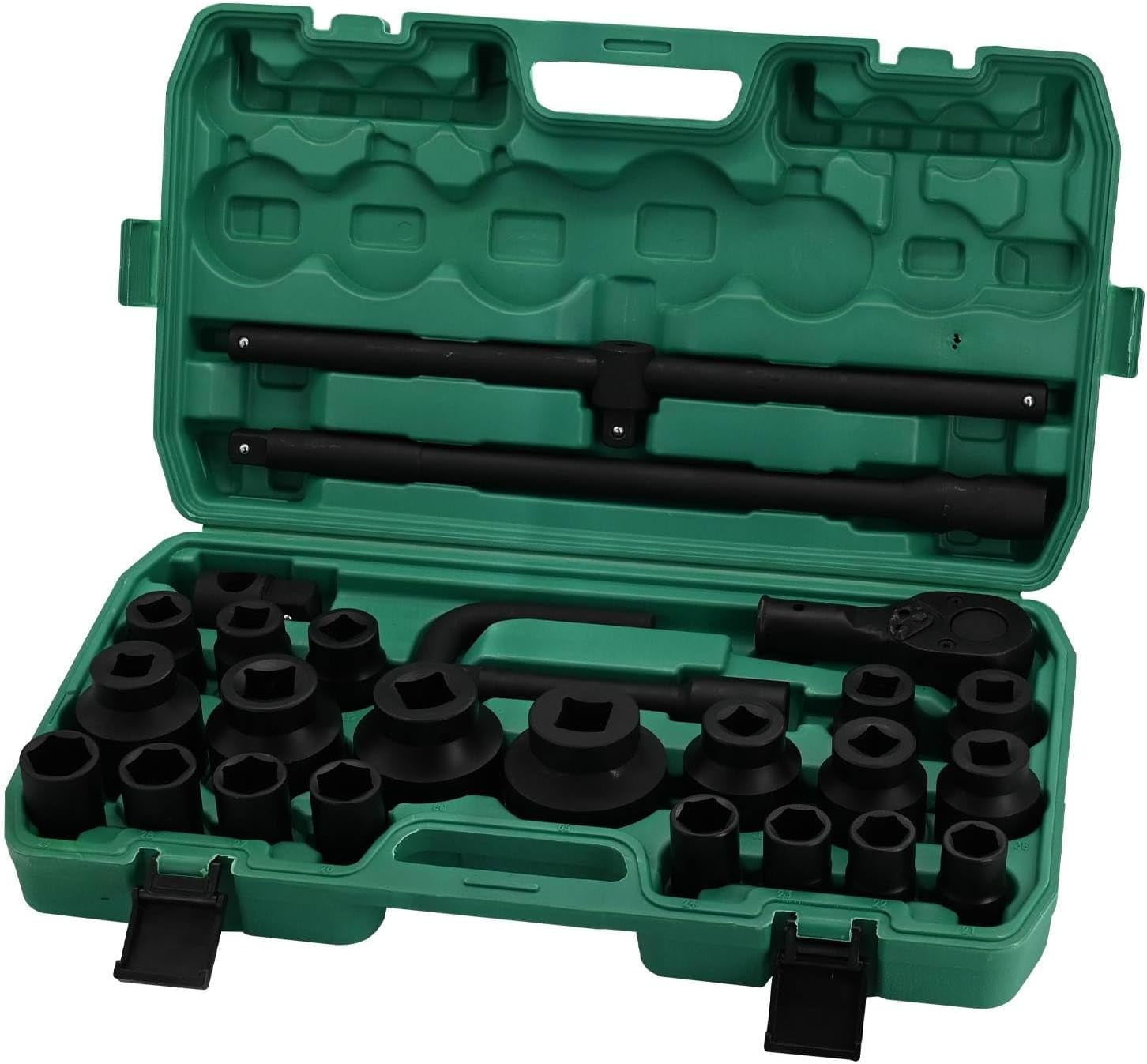 3/4" Drive Impact Socket Set, 26 Piece Cr-V Chrome Vanadium Steel ...