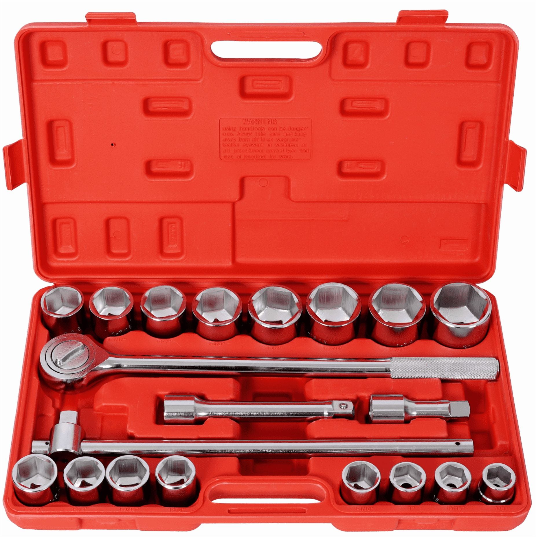3/4" Drive SAE Socket Set 21-PC 6-Point w/Red Blow Mold Case - Walmart.com