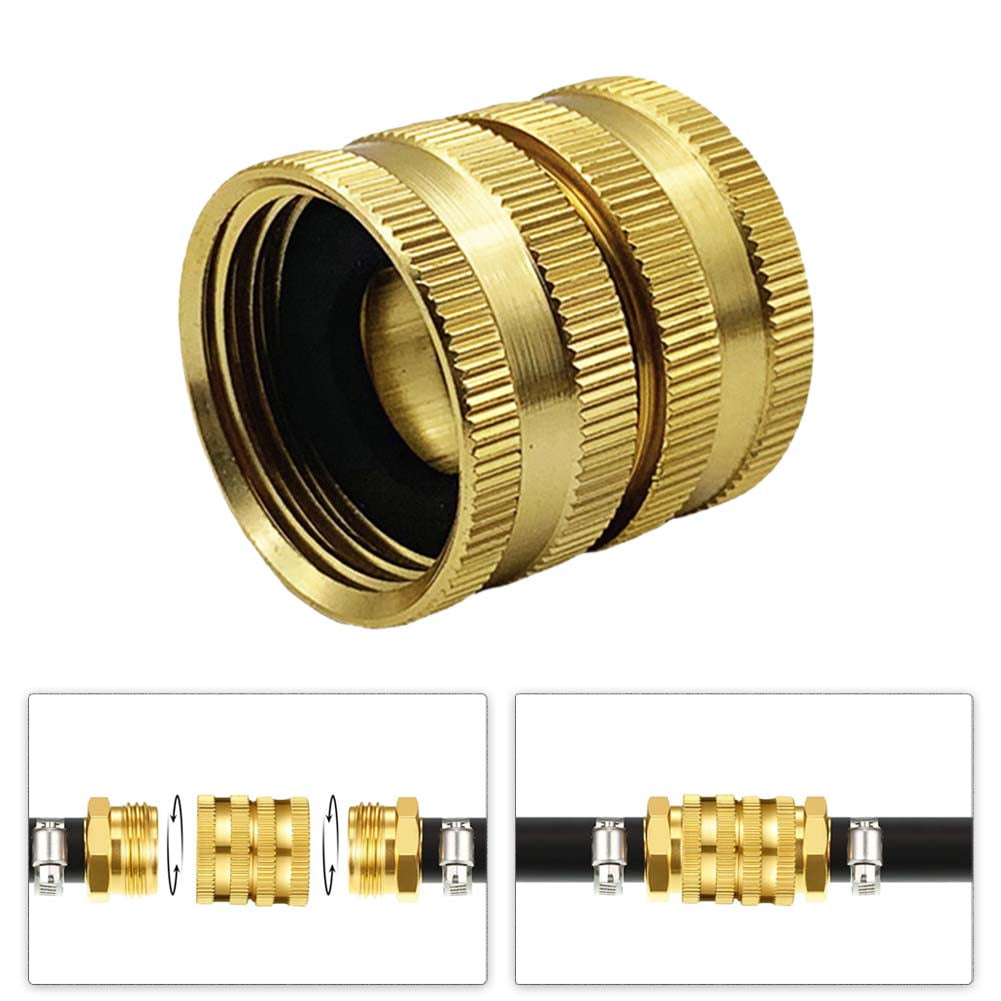 3/4" Female to Female Garden Hose Connector Solid Brass Double Female Swivel Hose Connector ...