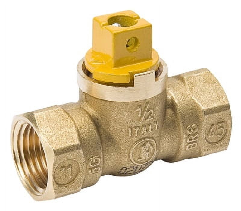 3/4", Forged Brass, Gas Ball Valve, Flat/Square Head, Quarter Turn Ope ...