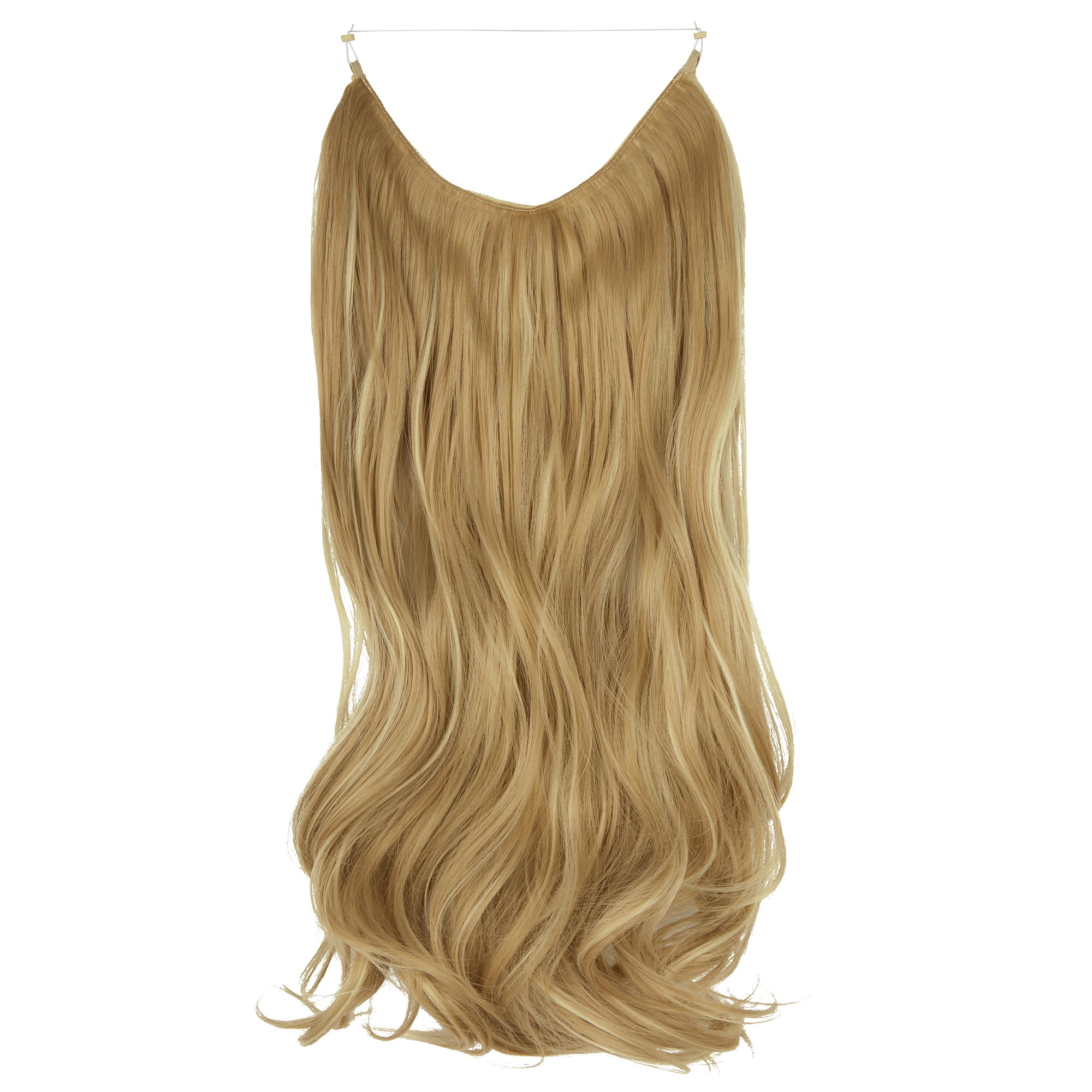 3/4 Full Head Synthetic Hair Extensions 18 Inch 120g Invisible Wire ...