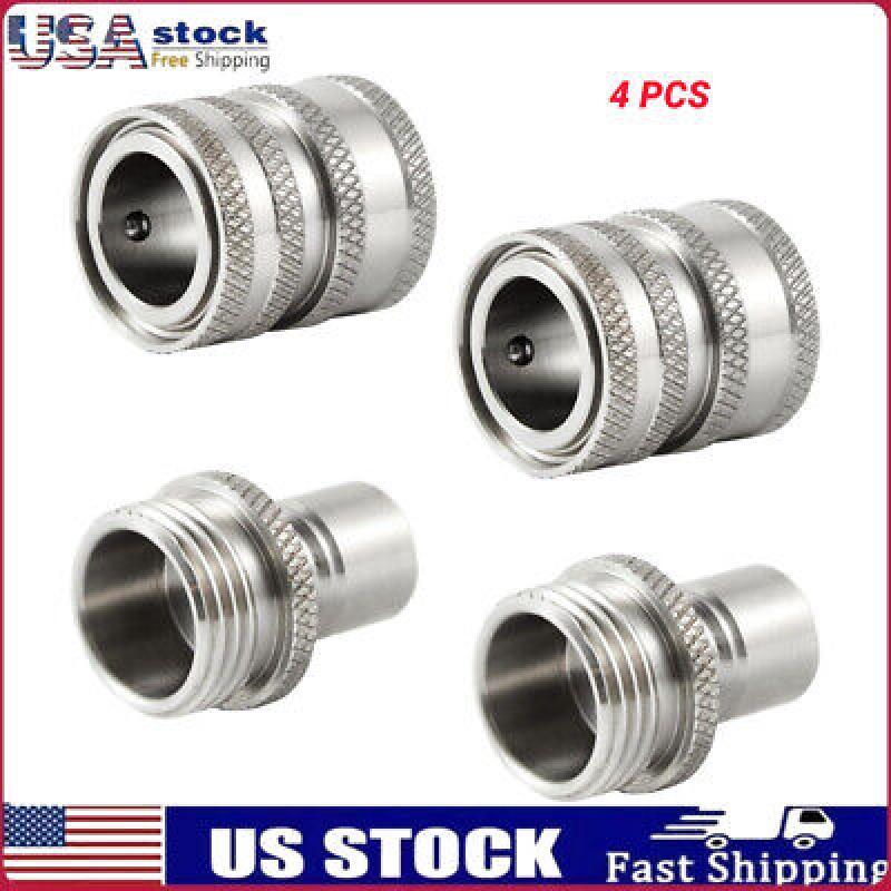 3/4'' GHT Garden Water Hose Connector Stainless Steel Quick Connect ...