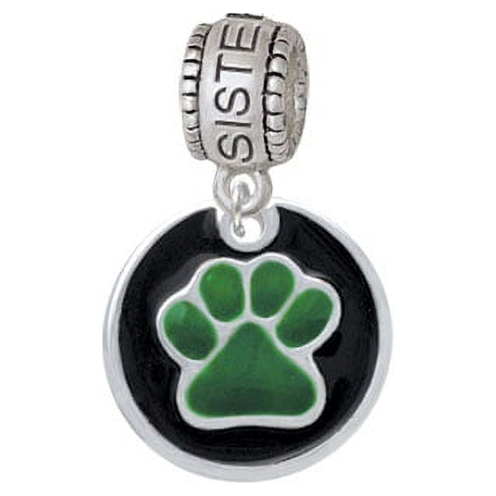 3/4'' Green Paw in Black Circle - Sister Charm Bead - Walmart.com