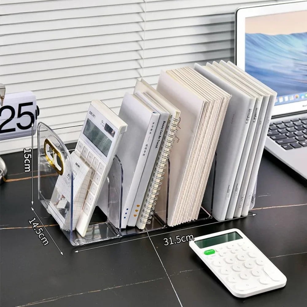 3/4 Grid Acrylic Divider Bookshelf Transparent Storage Rack with Handle ...