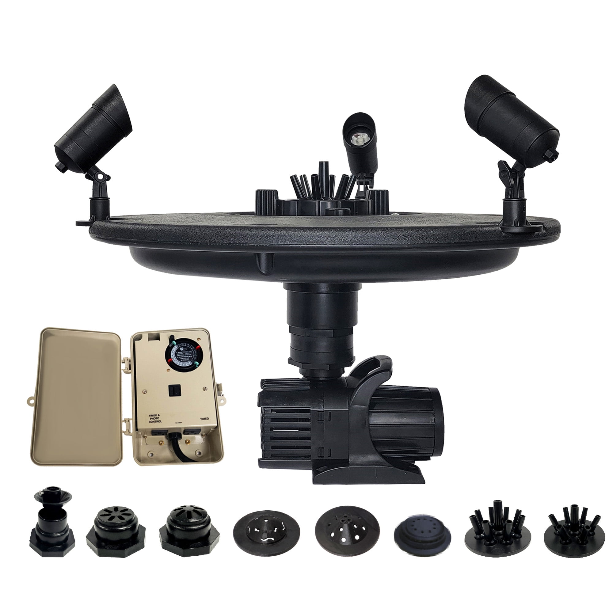 Half Off Ponds 3/4 HP Floating Fountain | LED Lights | 100 ft Cord | 11 ...