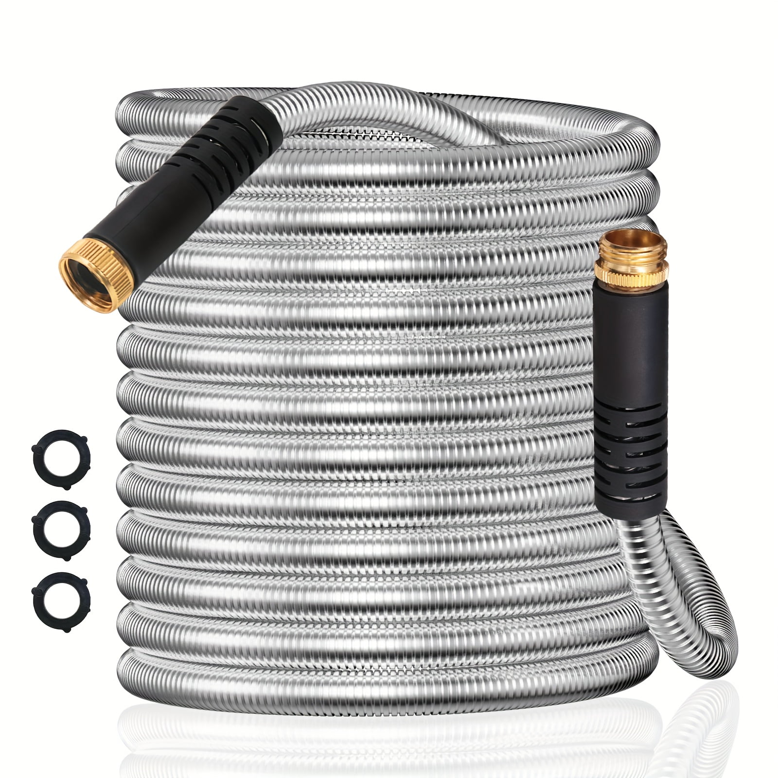 3/4 Heavy Duty Stainless Steel Metal Garden Hose - Ultra Flexible ...