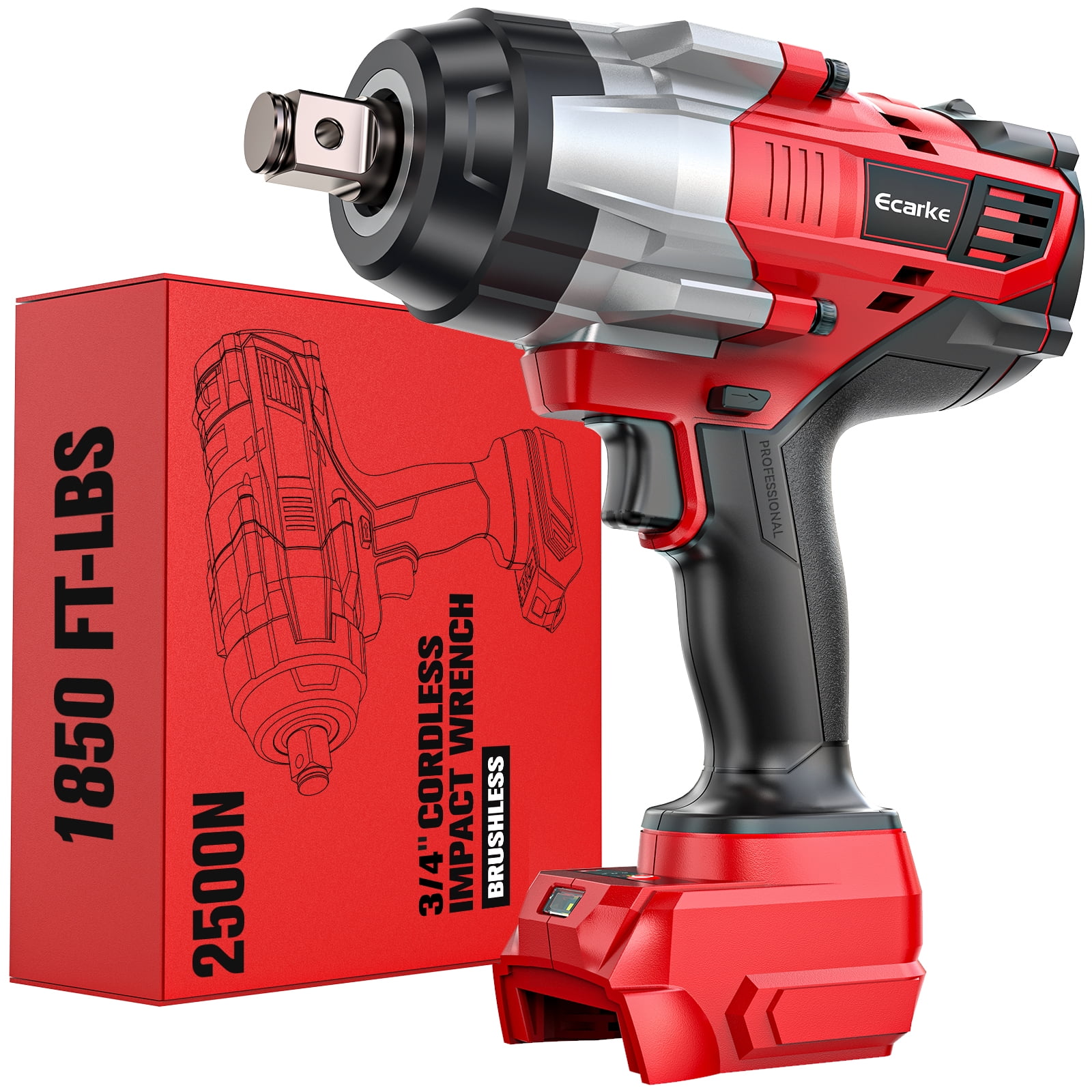 3/4" Impact Wrench for Milwaukee 18V Battery: 1850FT-LBS(2500N.m) High ...