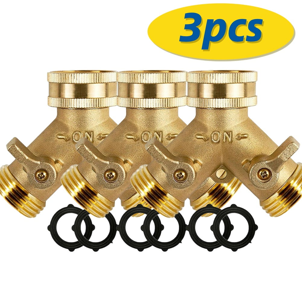 3/4 Inch 2 Way Brass Garden Hose Splitter Y-Type Tap Watering Connector ...