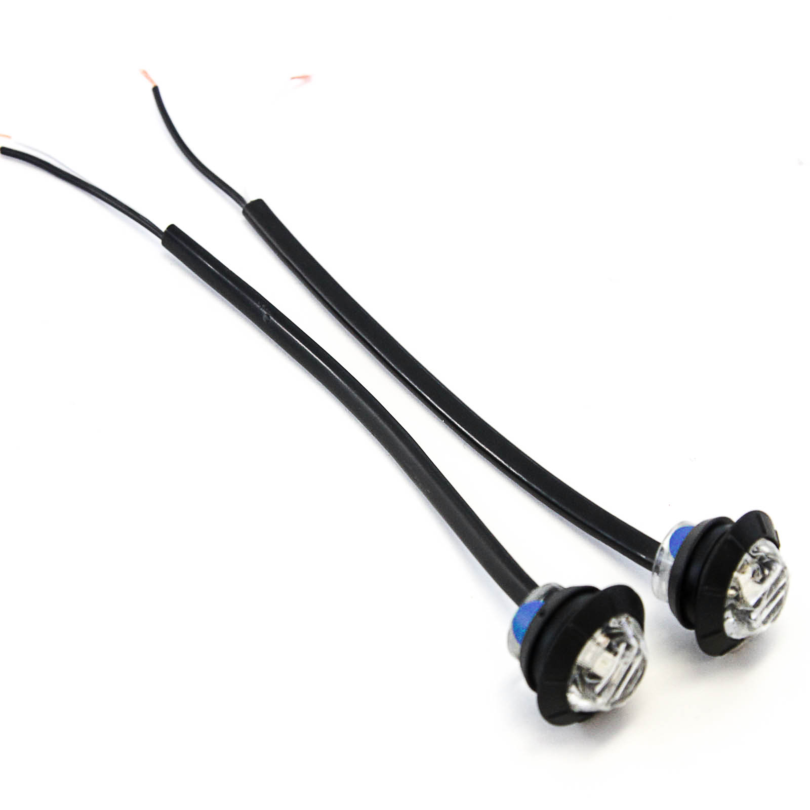 3/4 Inch Blue LED Lights Clear Lens 19mm Round Mini Bullet 12V Side ...