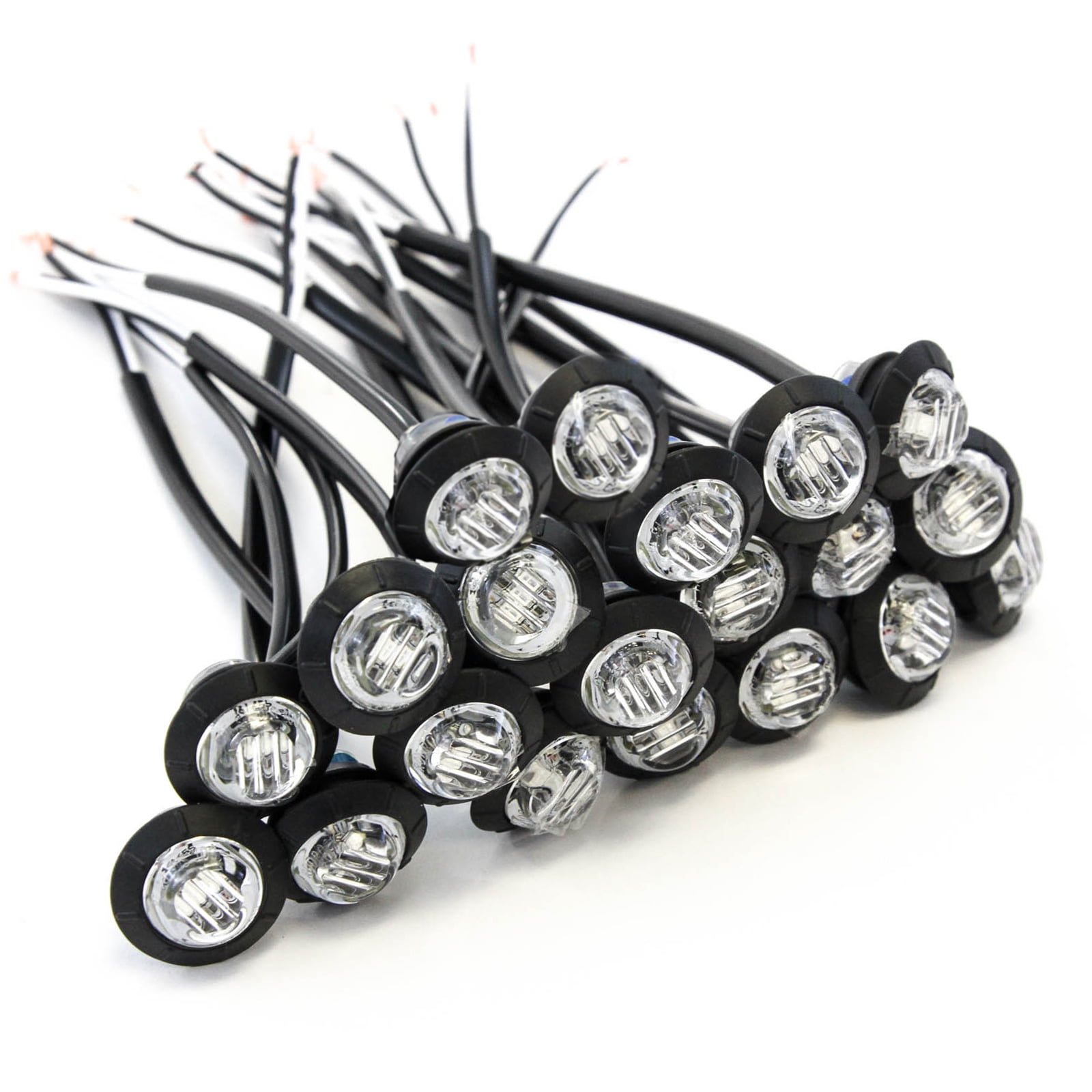 3/4 Inch Blue LED Lights Clear Lens 19mm Round Mini Bullet 12V Side ...