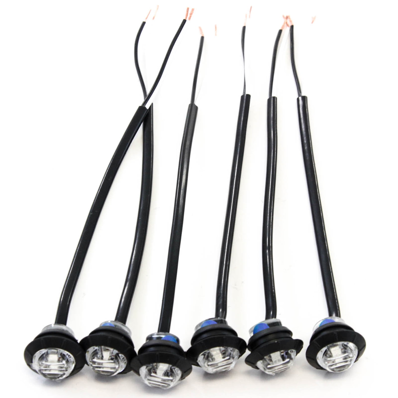 3/4 Inch Blue LED Lights Clear Lens 19mm Round Mini Bullet 12V Side ...