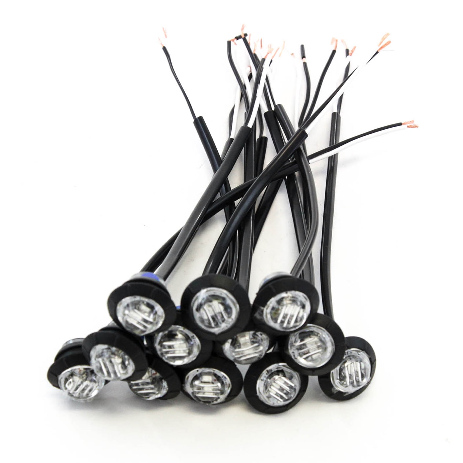 3/4 Inch Blue LED Lights Clear Lens 19mm Round Mini Bullet 12V Side ...