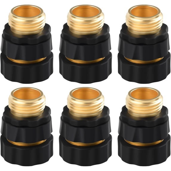3/4 Inch Brass Garden Hose Quick Connector Set, 6 Pack Male & Female ...