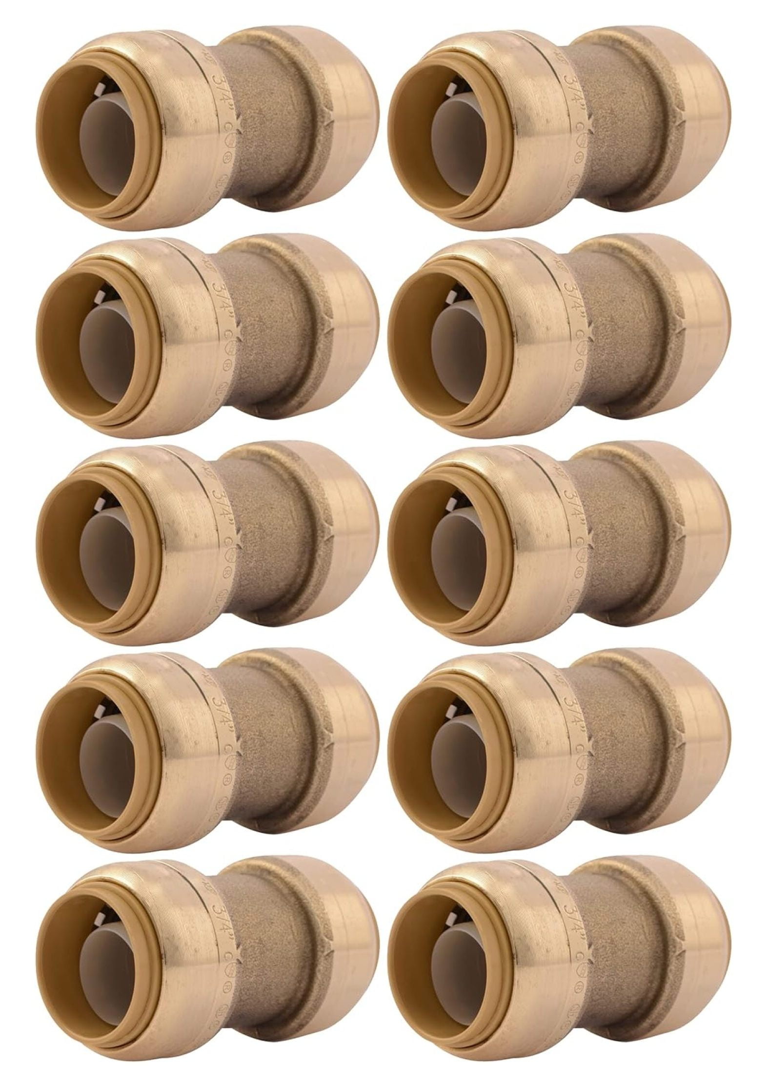 3/4 Inch Coupling, Pack of 10, Push to Connect Brass Plumbing Fitting ...
