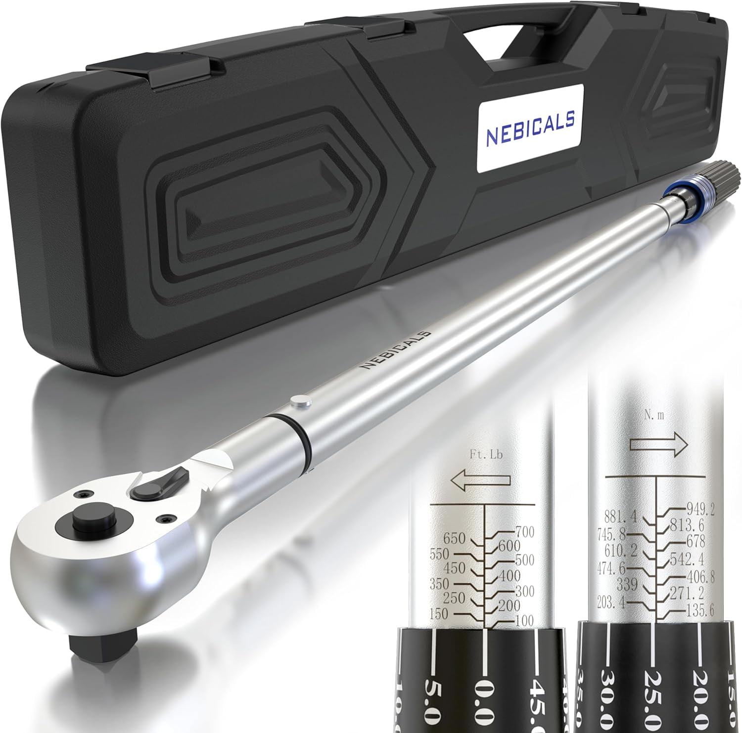 3/4'' Inch Drive Torque Wrench 100-700 Ft Lb / 135-949NM /High hardness ...