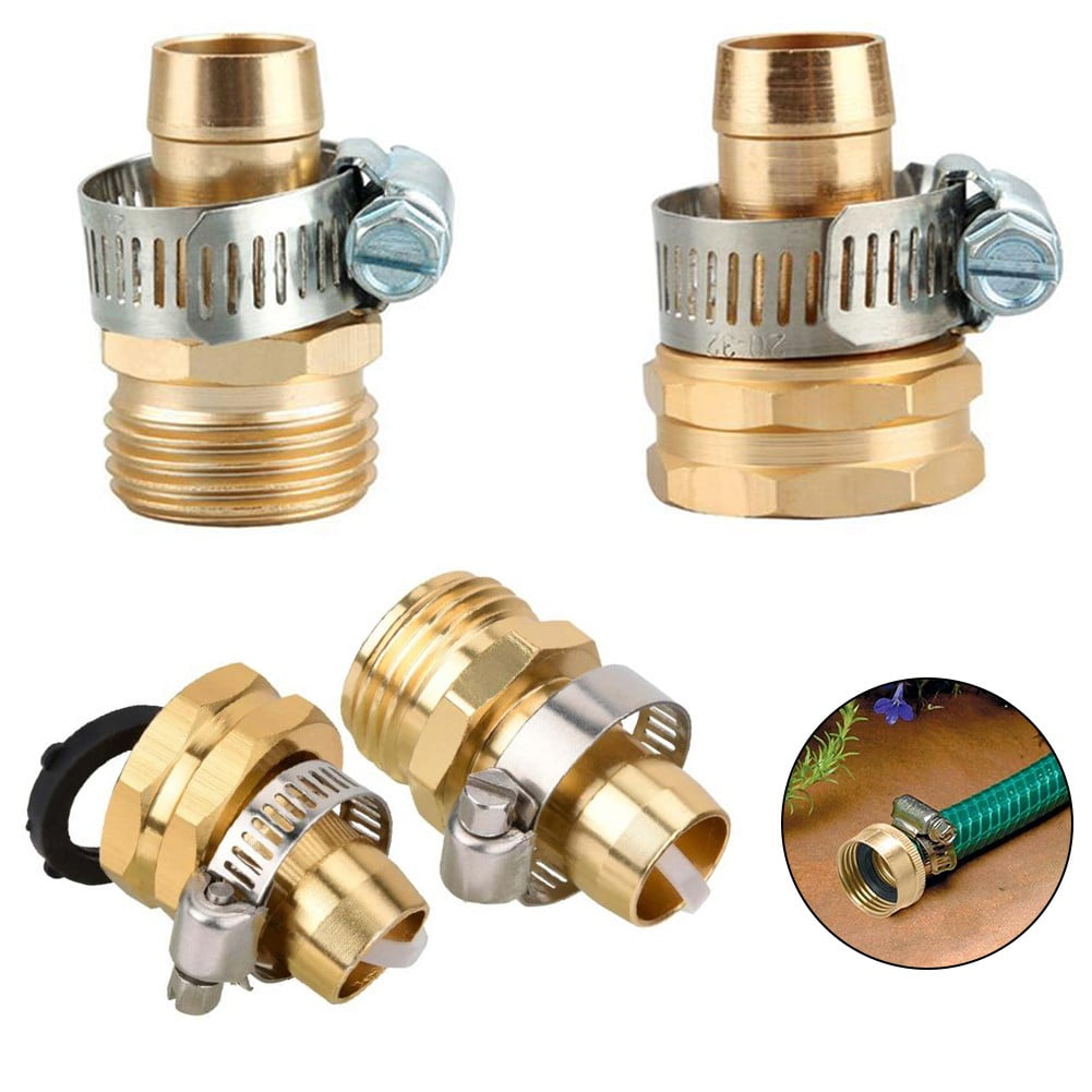 3/4 Inch Garden Brass Mender End Repair Kit Hose Connector Male Female ...