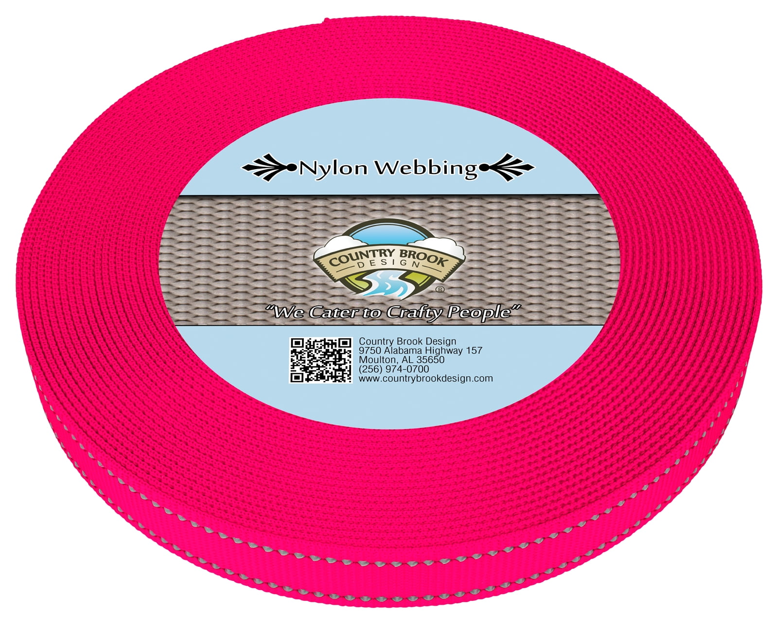 Country Brook Design® 3/4 Inch Hot Pink Reflective Nylon Webbing, 5 ...
