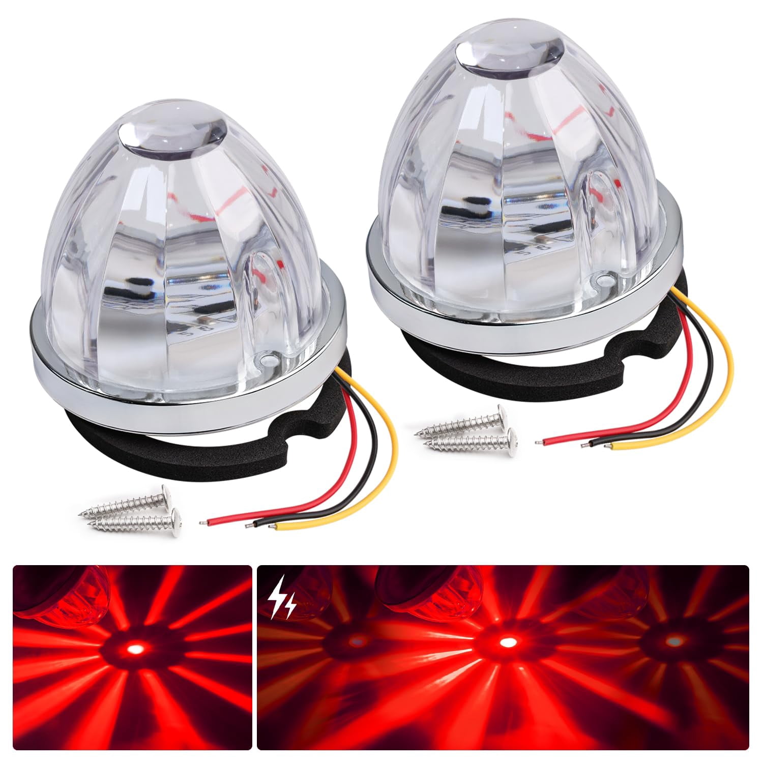 3/4 Inch LED Watermelon Side Marker Light, Dual Function Strobe ...