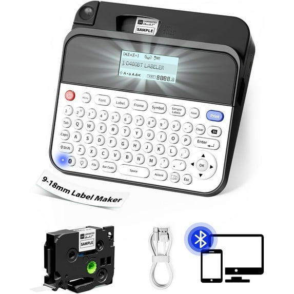 3/4 Inch Label Maker, 18mm Label Maker Machine with-Tape Waterproof ...