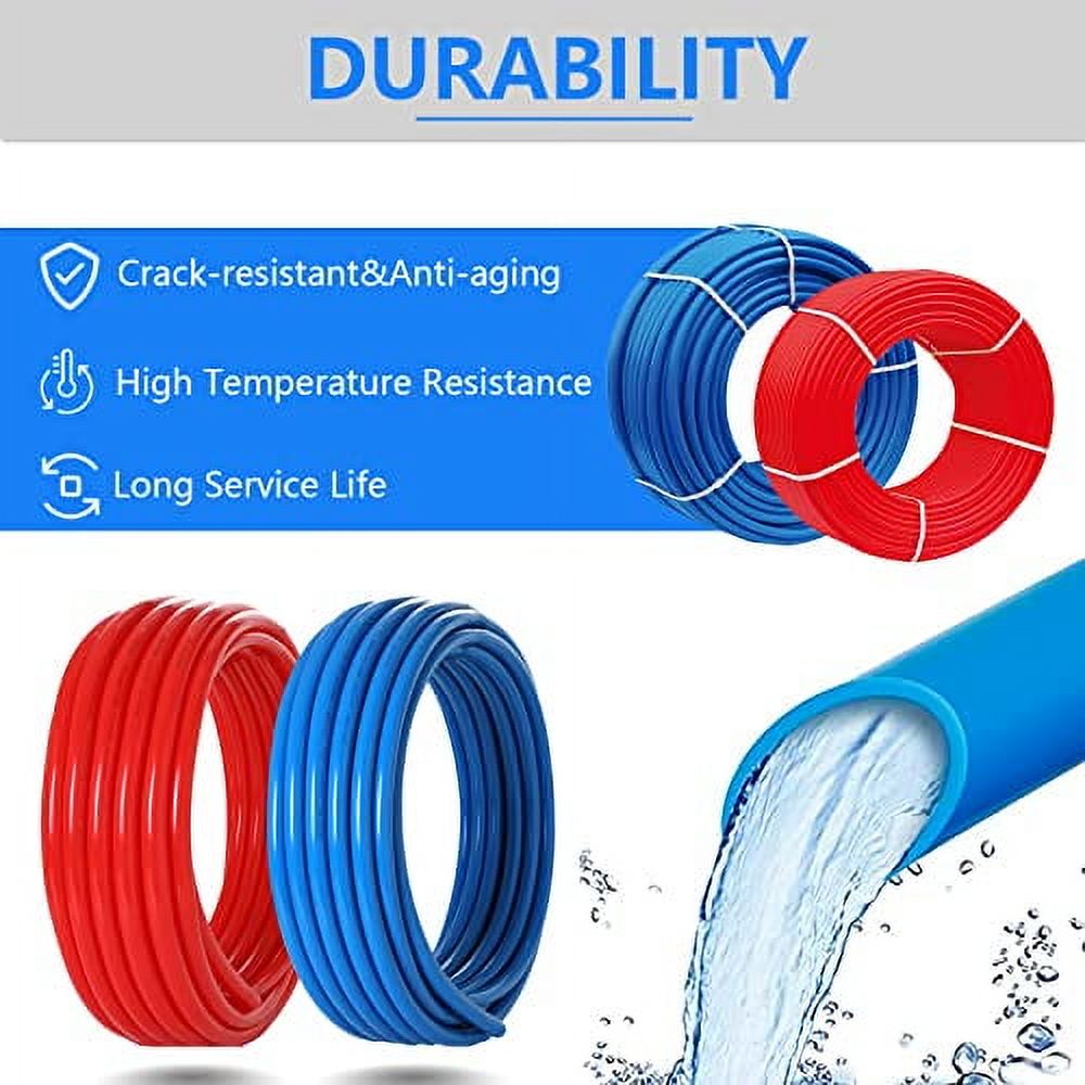3/4 Inch PEX-B Pipe/Tool Kit, 2 Rolls Blue & Red Each 100 Feet (200 ft ...
