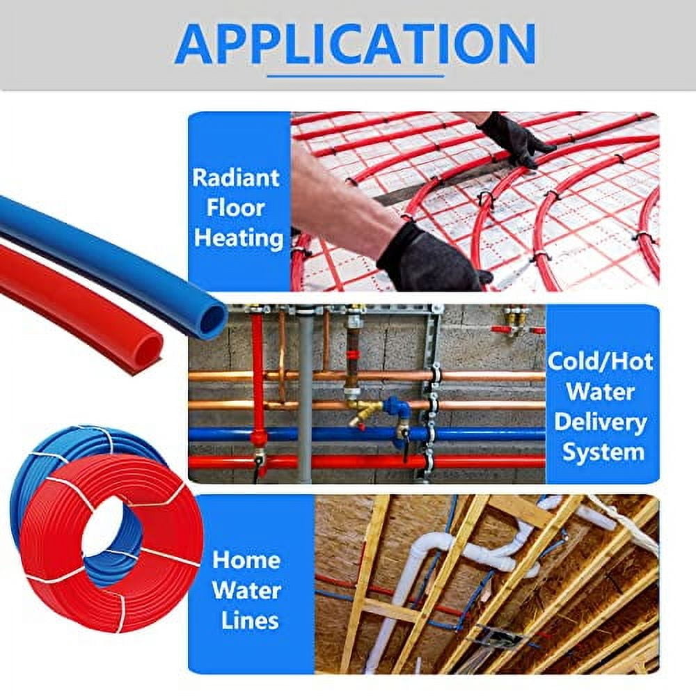 3/4 Inch PEX-B Pipe/Tool Kit, 2 Rolls Blue & Red Each 100 Feet (200 ft ...